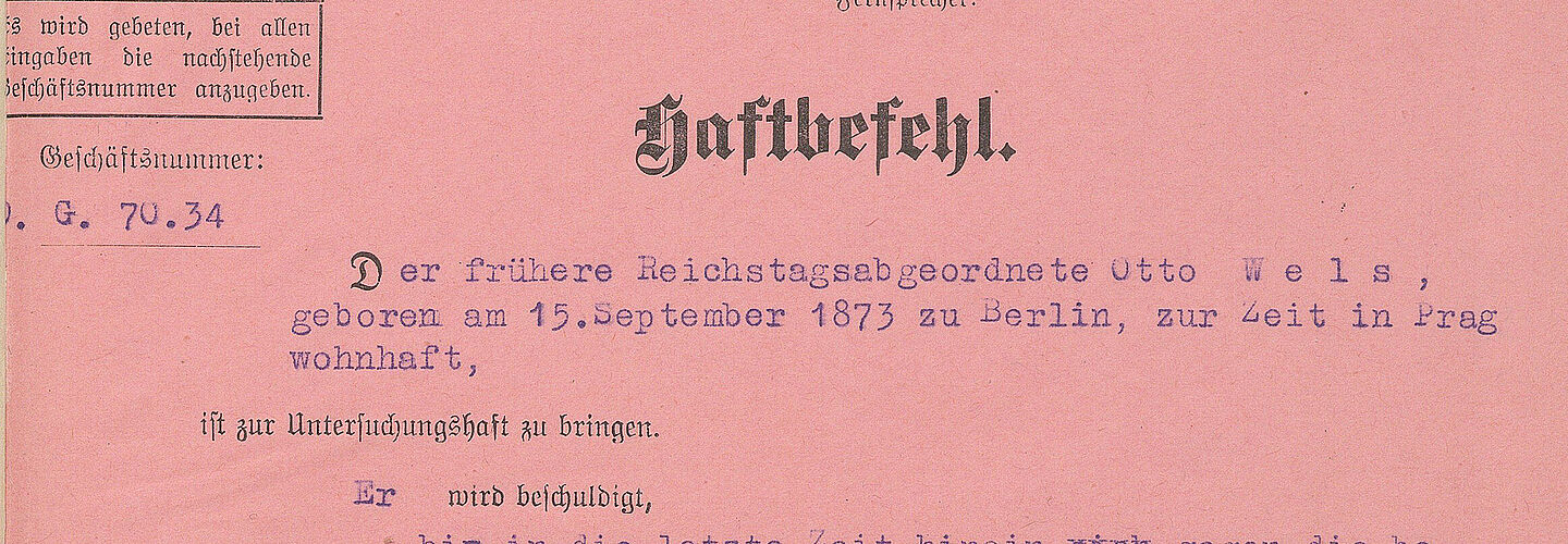 Otto Wels: „Freiheit und Leben kann man uns nehmen, die Ehre nicht ...