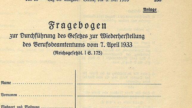7. April 1933: Gesetz zur Wiederherstellung des Berufsbeamtentums ...